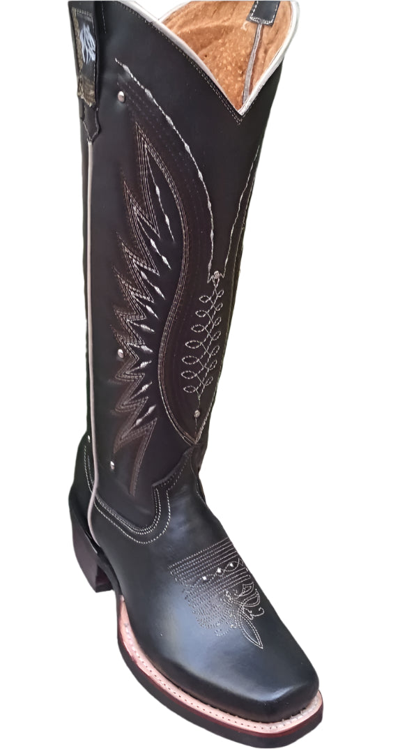 Botas vaqueras para mujer, piel flor negra – Haute-MEX